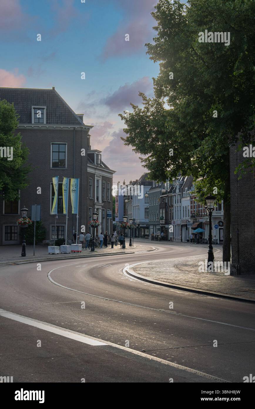 Curved Street with Historic Buildings in Utrecht, Netherlands Stock ...