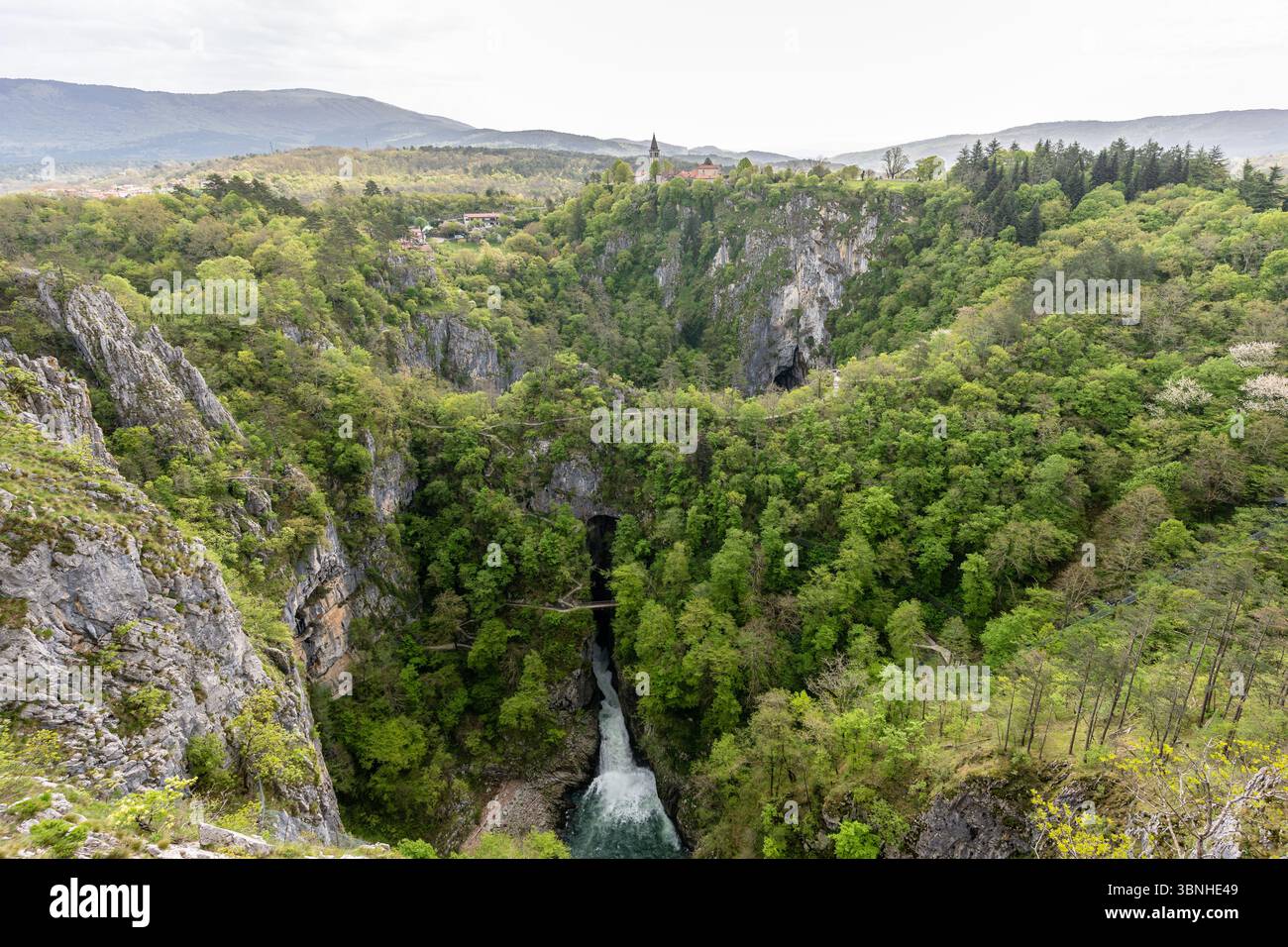 Breathtaking view of skocjan caves park with its deep gorge, lush ...