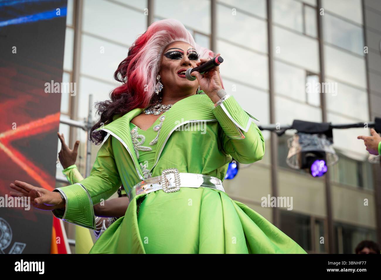 La Plexy during the MADO Pride opening speech at Plaza Pedro Zerolo on ...