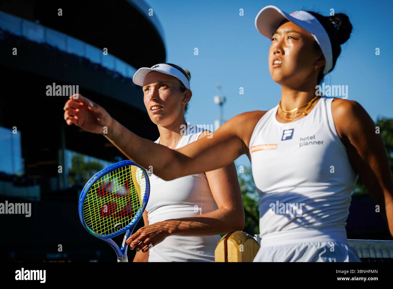 Ann Li (USA) and Elise Mertens (BEL) following their third round match ...