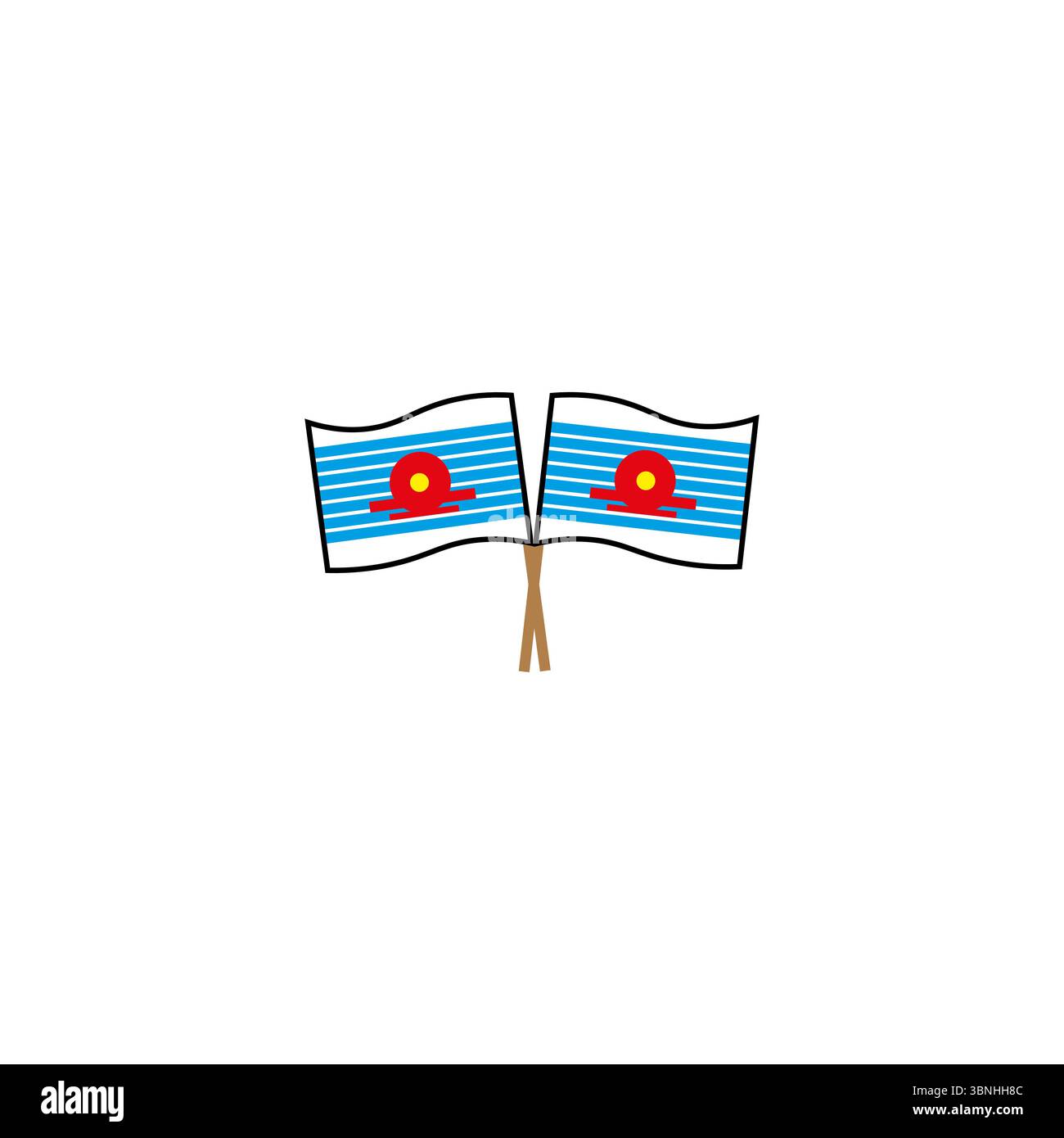 Two flags illustration. White banner symbol. Red line accent. Simple ...