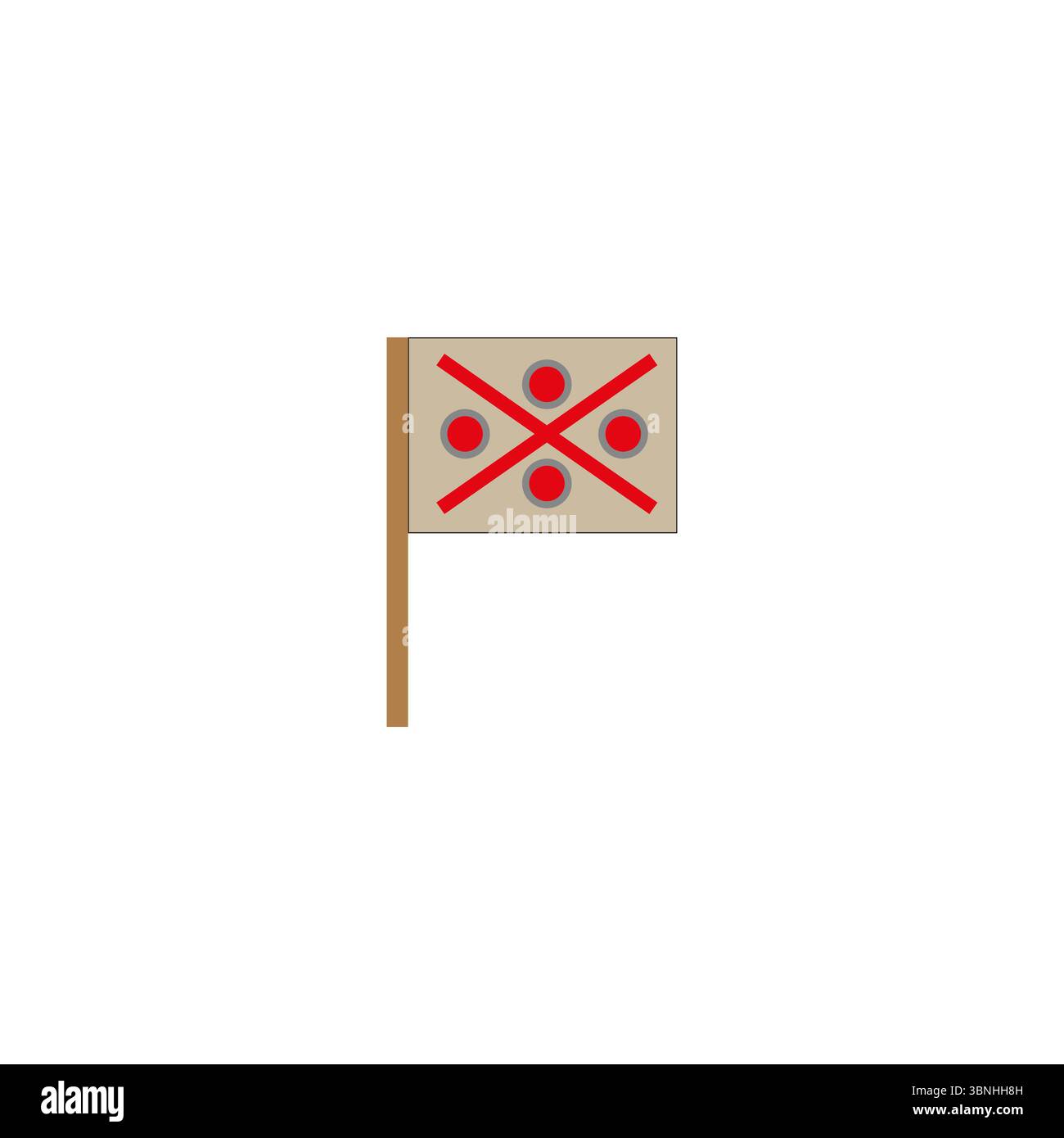 Flag illustration. Red cross pattern. Simple pole icon. Vector banner ...