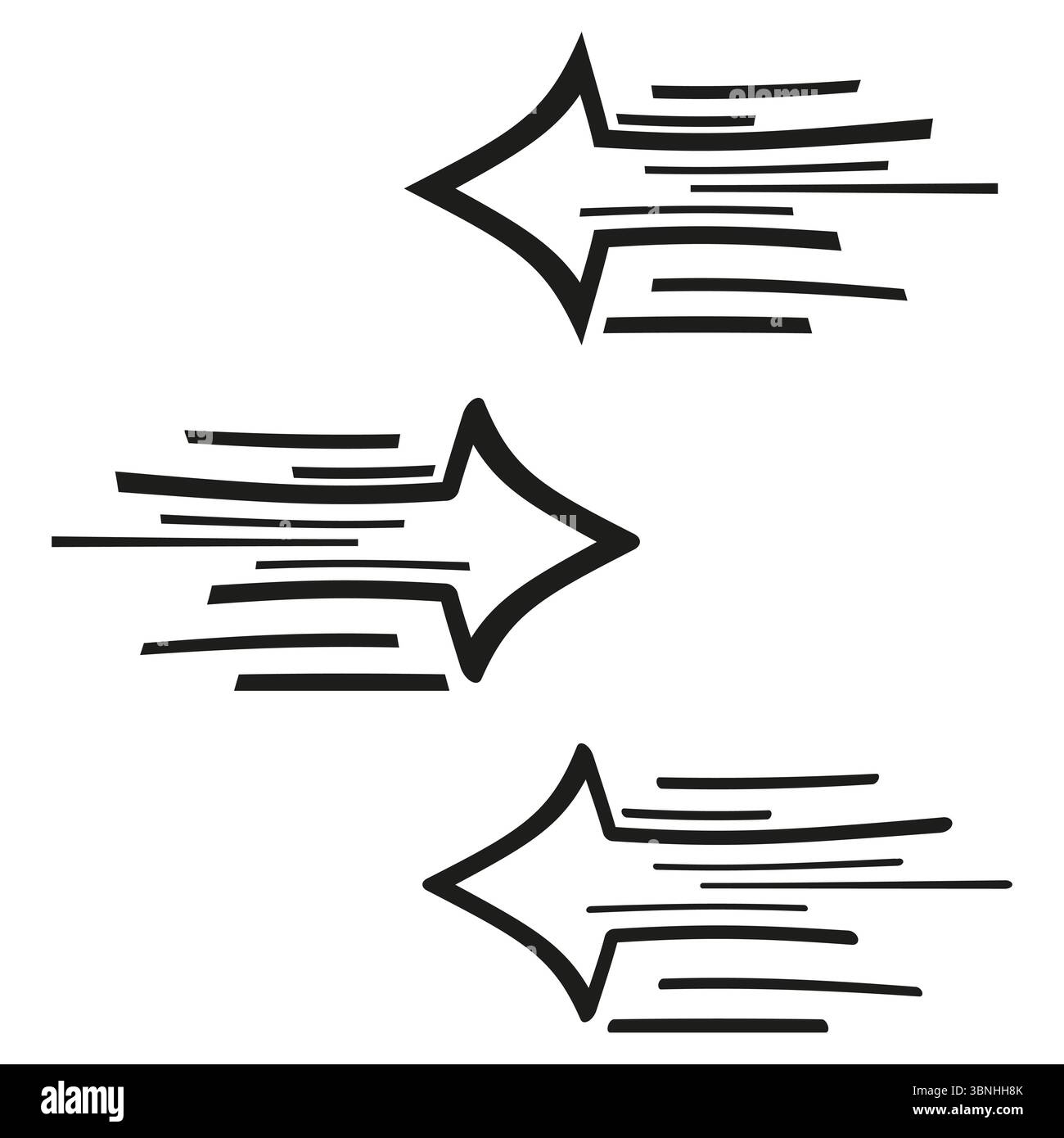 Left arrow trio. Fast reverse motion. Streamlined guidance Vector ...