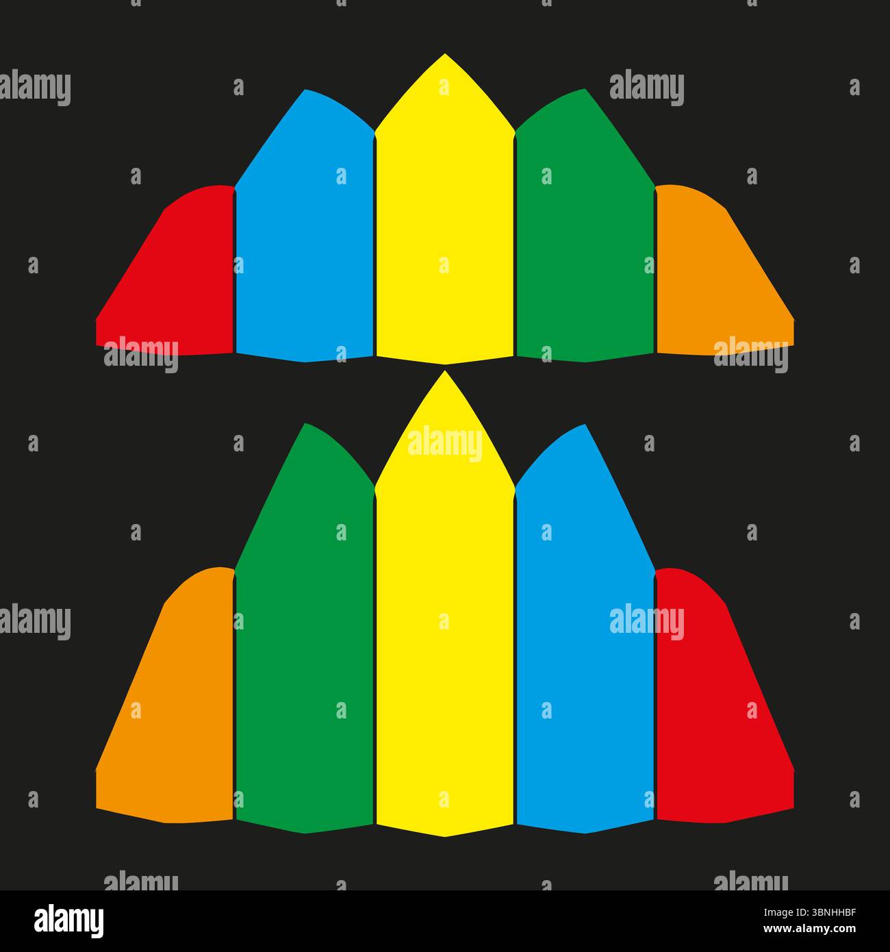 Abstract roof shapes. Colorful geometric elements. Stacked house forms. Vector illustration ...