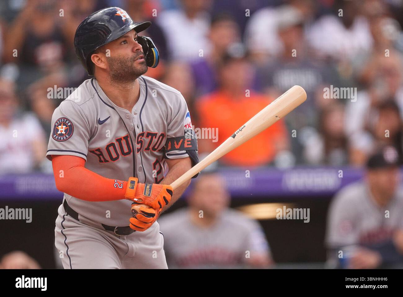 Houston Astros second baseman Jose Altuve (27) in the first inning of a ...