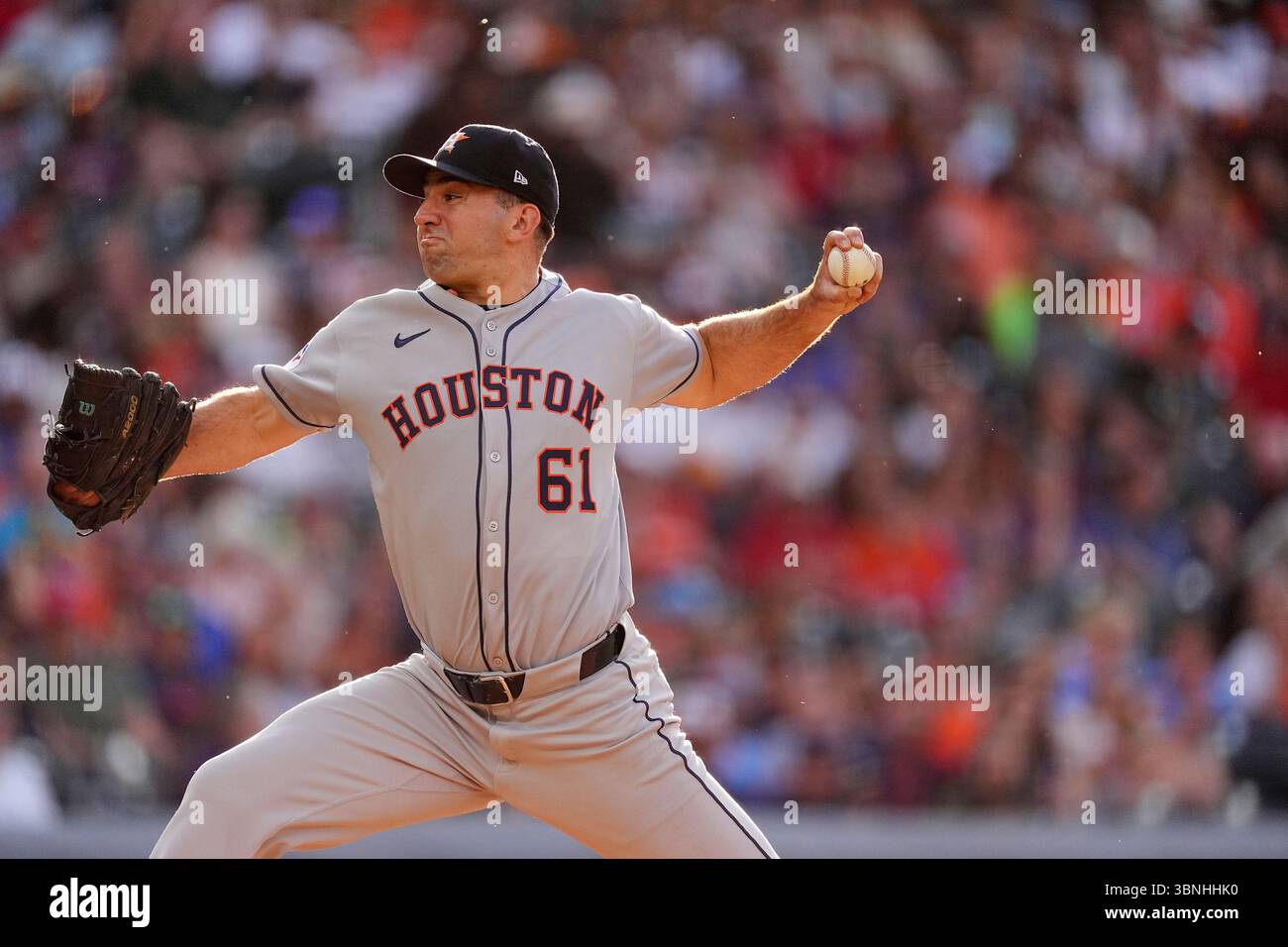 Houston Astros starting pitcher Colton Gordon (61) in the first inning ...