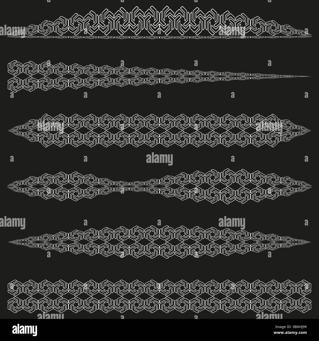 Decorative divider set. Ornamental horizontal lines. Dark black ...