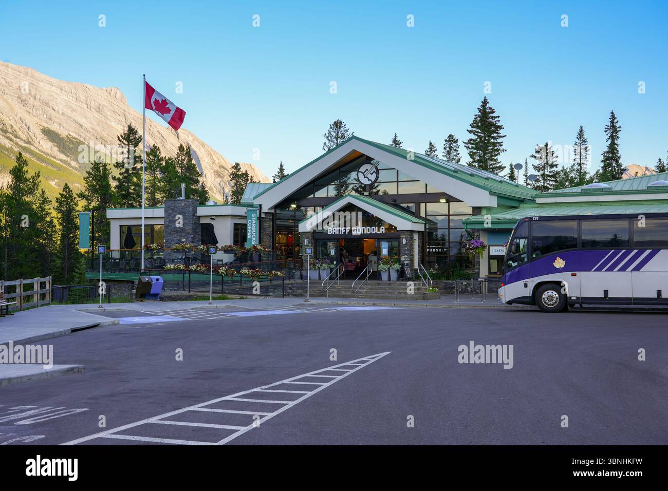 Facade of the Banff Gondola, an aerial tramway transporting tourists to ...