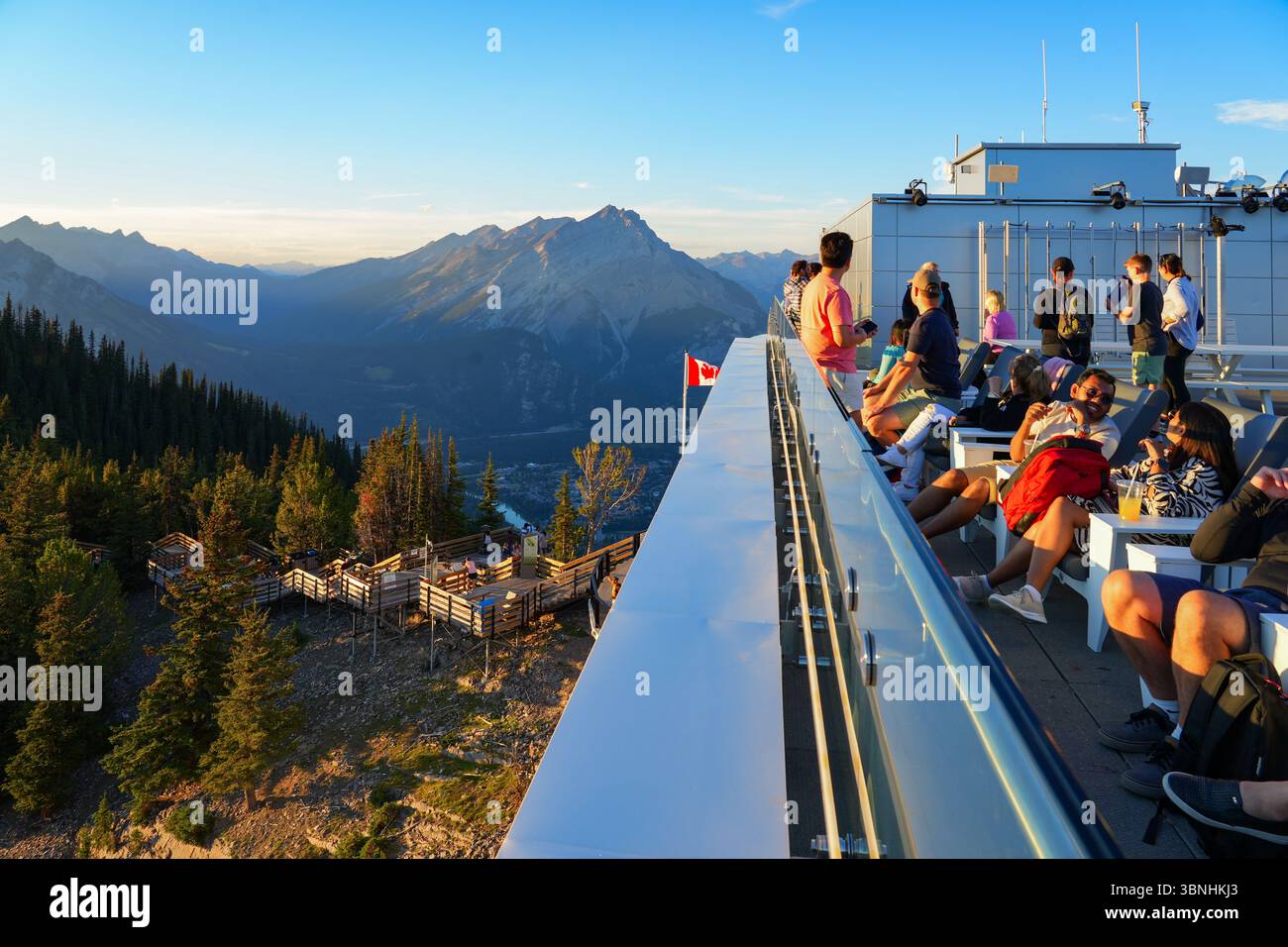 Rooftop of the upper terminal of the Banff Gondola cable car on Sulphur ...