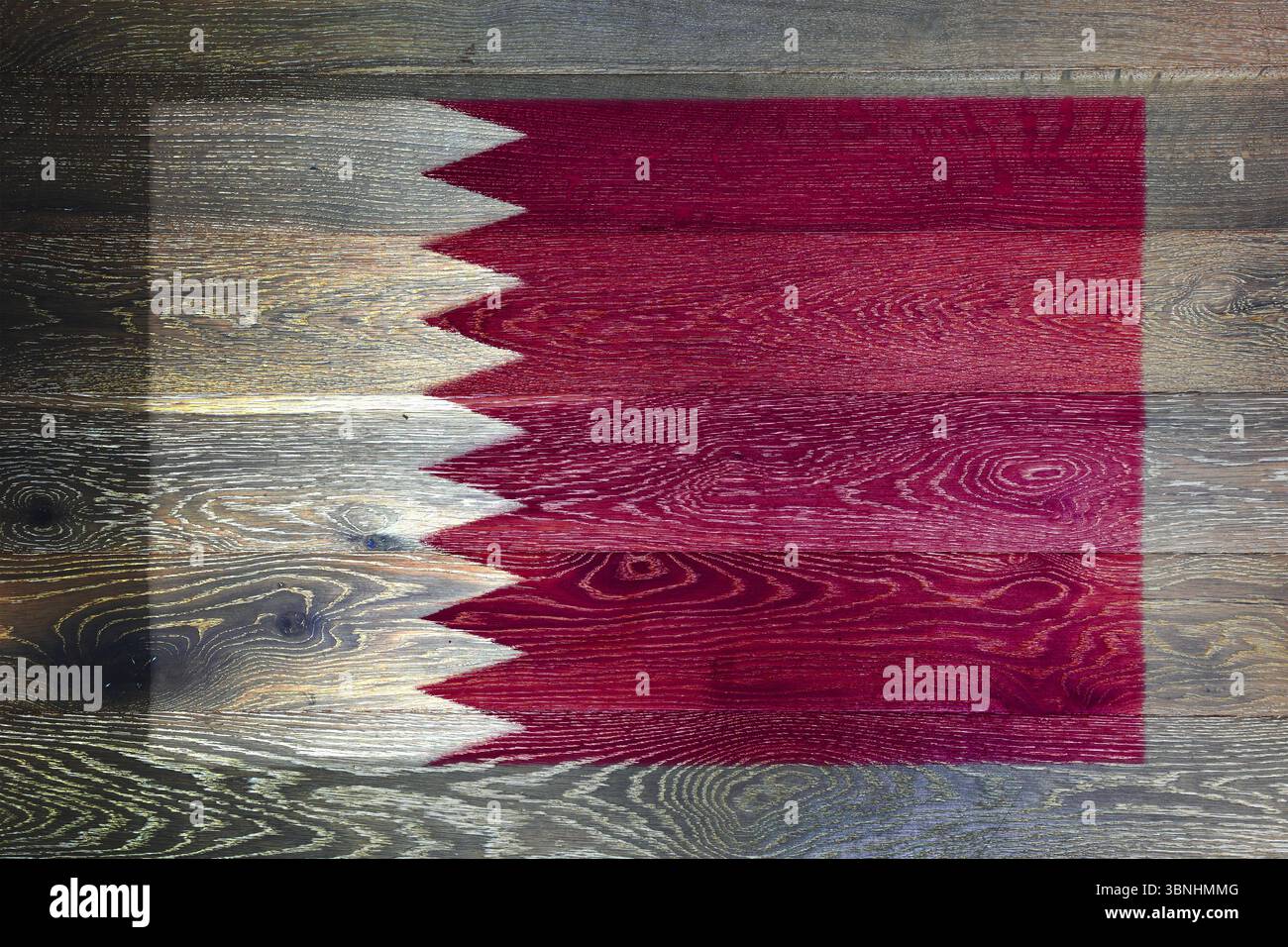 Qatar flag on rustic old wood surface background Stock Photo - Alamy