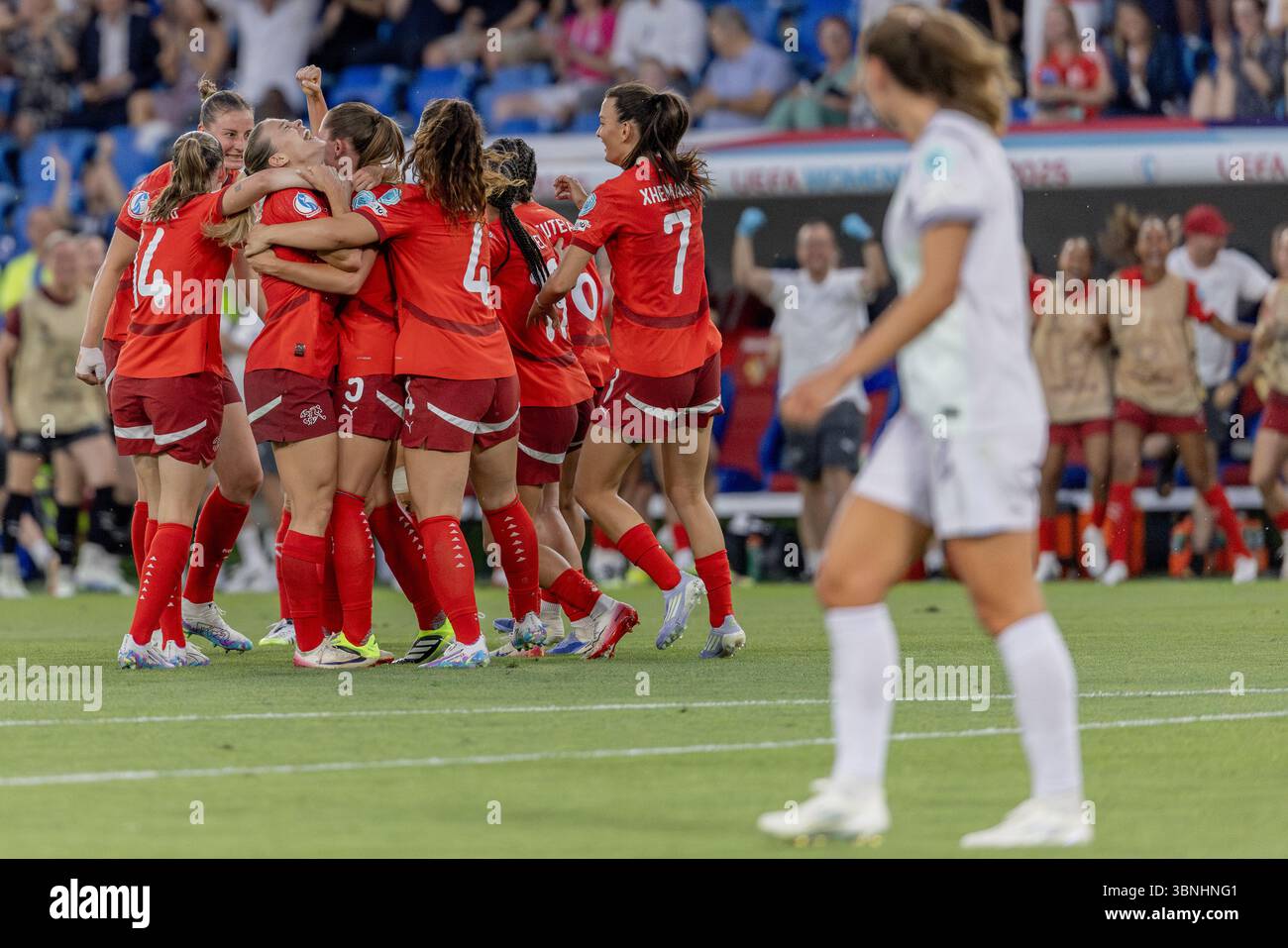 Basel, Switzerland, July 02st 2025: Goalscorer Nadine Riesen (8 CHE ...