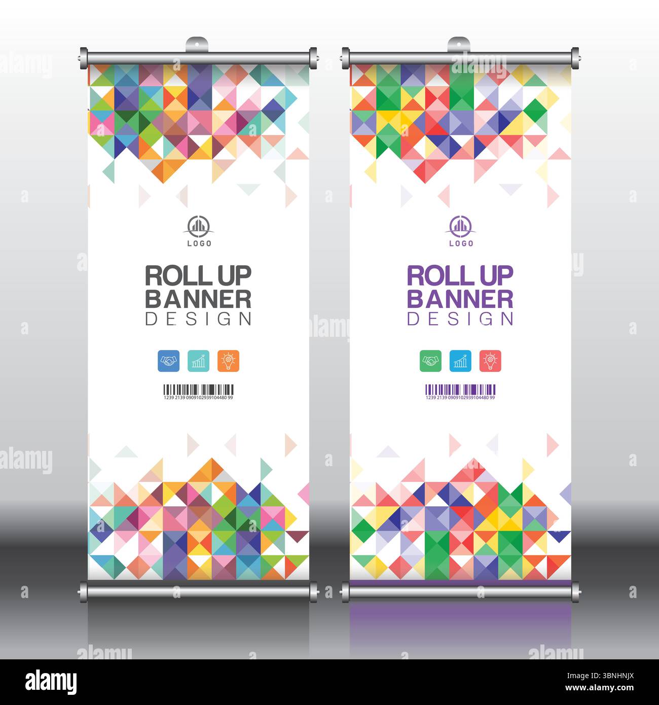 "Roll Up Banner Design Templates - Blue, Purple, Green Color Options ...