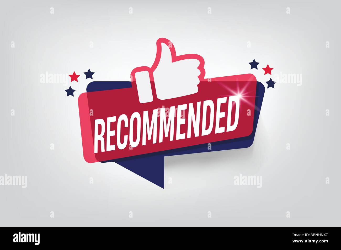 "Recommended Badge with Thumbs Up and Stars for Product Endorsement ...