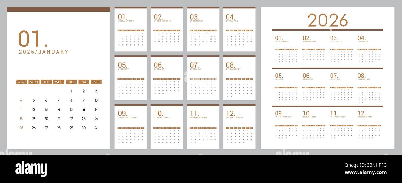 2026 calendar template clipart set. Calendar 2026 clip art template ...