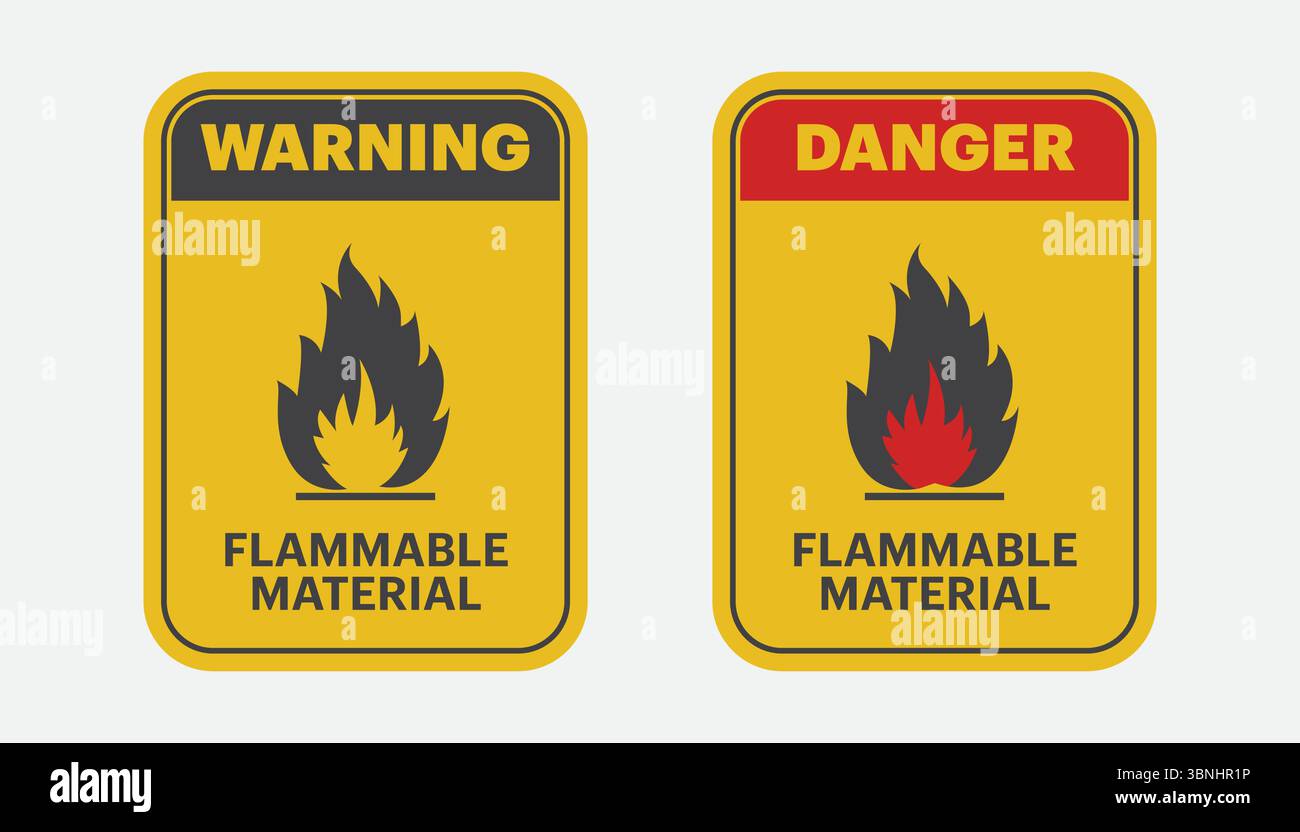 "Flammable Material Warning and Danger Signs - Fire Hazard Labels Stock ...