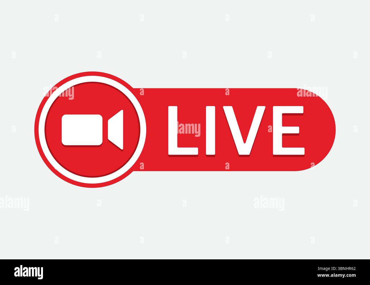 "Live Streaming Button Icon - Red Play Button with LIVE Text Stock ...