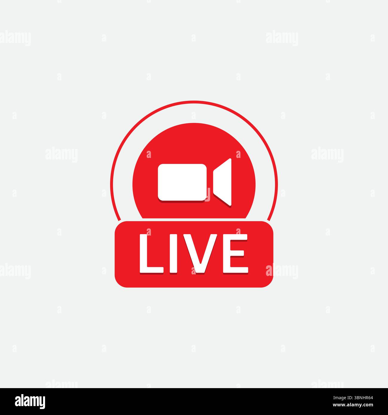 "Live Streaming Button Icon - Red Play Button with LIVE Text Stock ...
