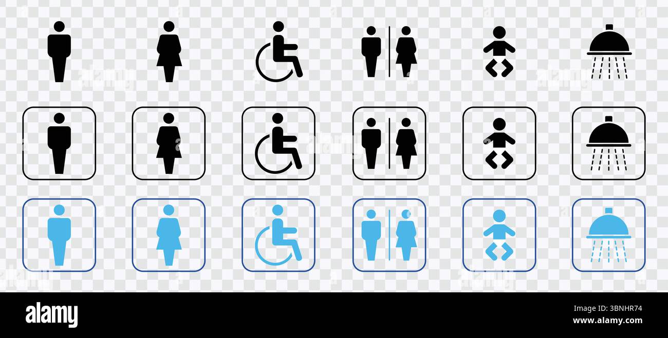 "Restroom and Accessibility Icons - Male, Female, Disabled, Family ...