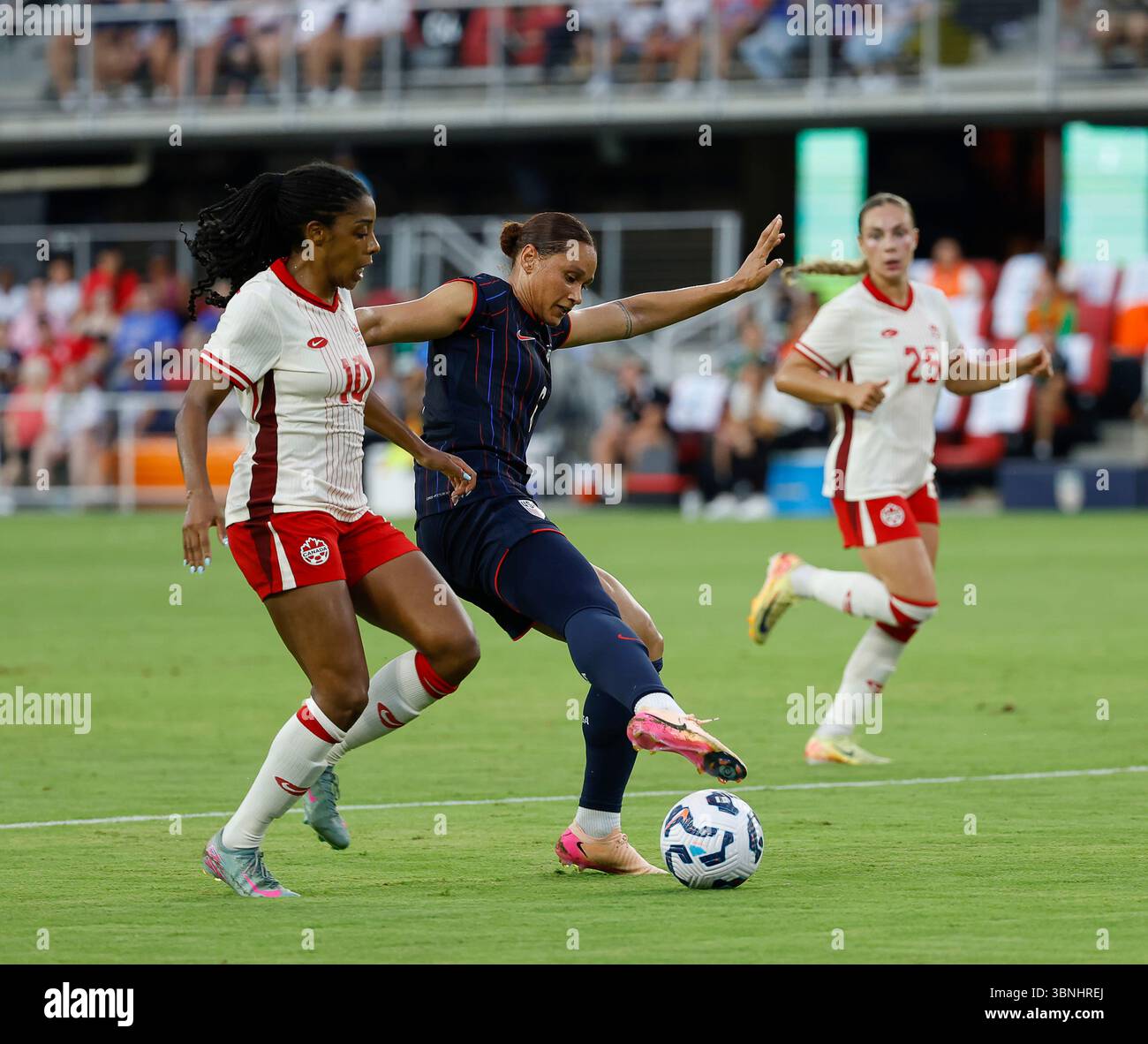 July 2, 2025: USWNT Forward (6) Lynn Biyendolo cuts the ball back away ...