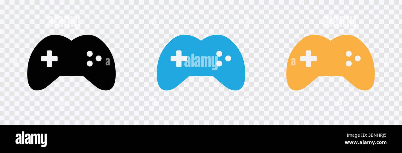 "Game Controller Icons - Black, Blue, and Yellow Design Symbols Stock ...