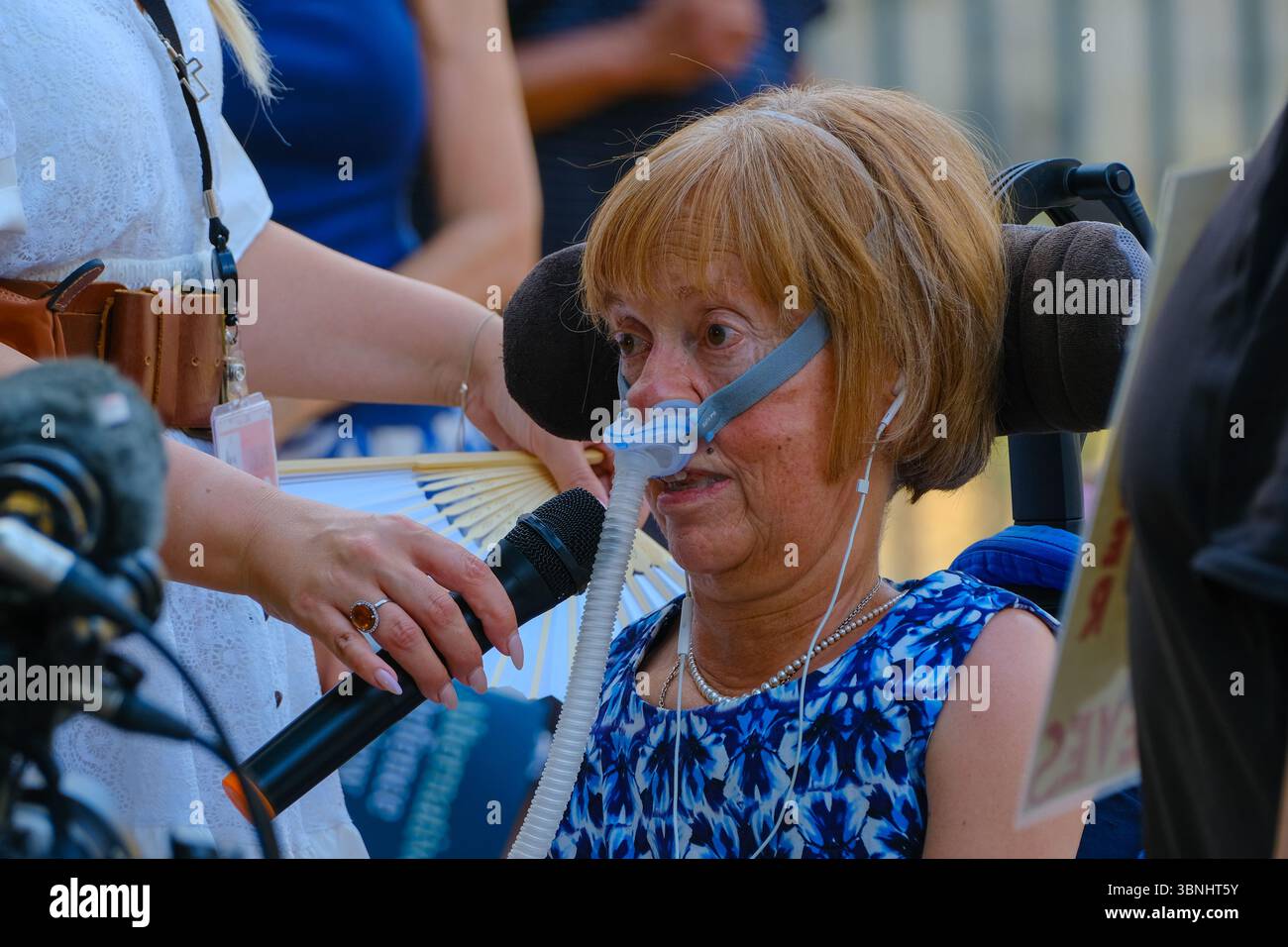 Crossbench peer Baroness Jane Campbell addresses the campaigners ...