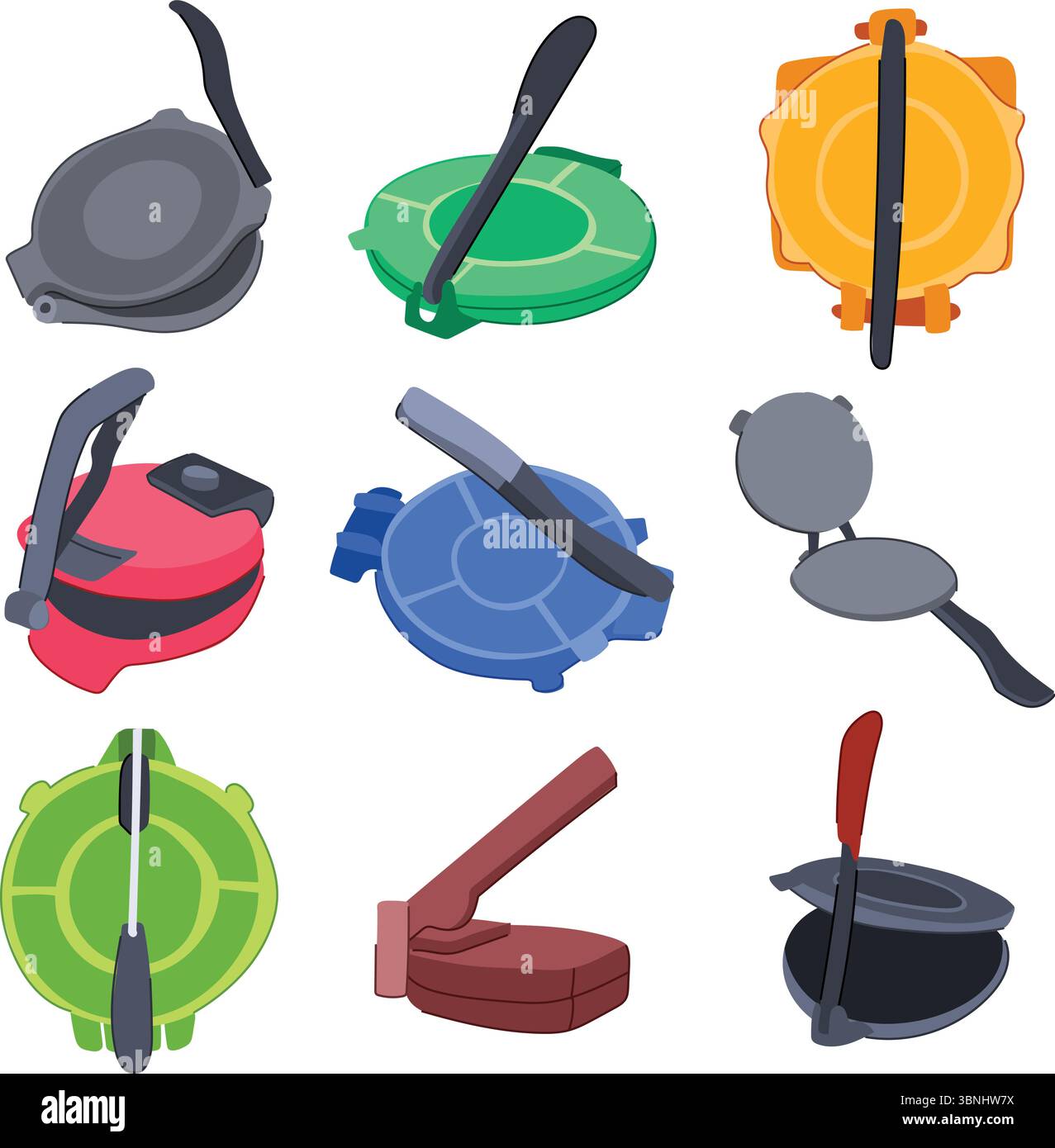 tortilla press set cartoon vector illustration Stock Vector Image & Art ...