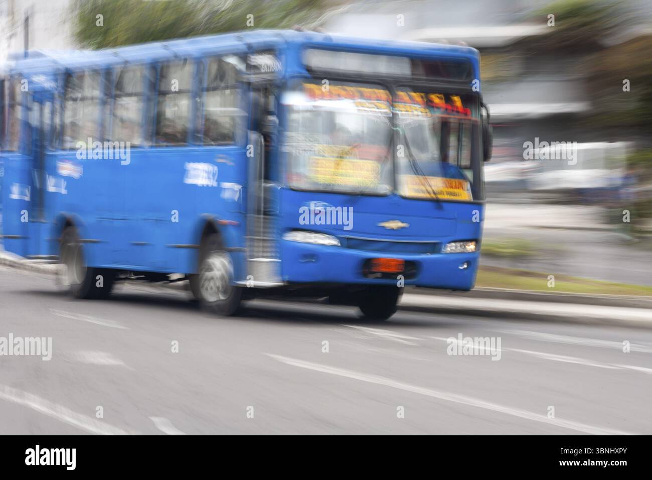 Bus in motion, Motion blur, City of Quito. Pichincha province, Ecuador ...