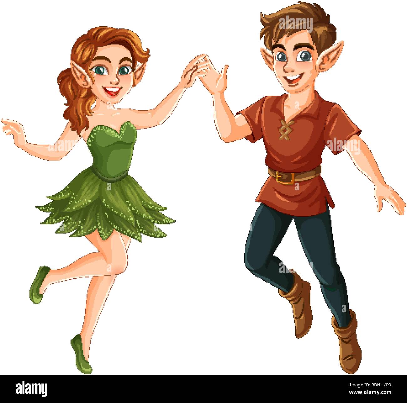 Charming fairies in vibrant attire dance joyfully. Whimsical style with ...
