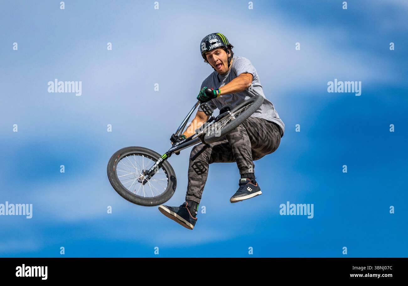 June 27 2025 Salt Lake City UT U.S.A. Biker Brady Baker gets big air ...