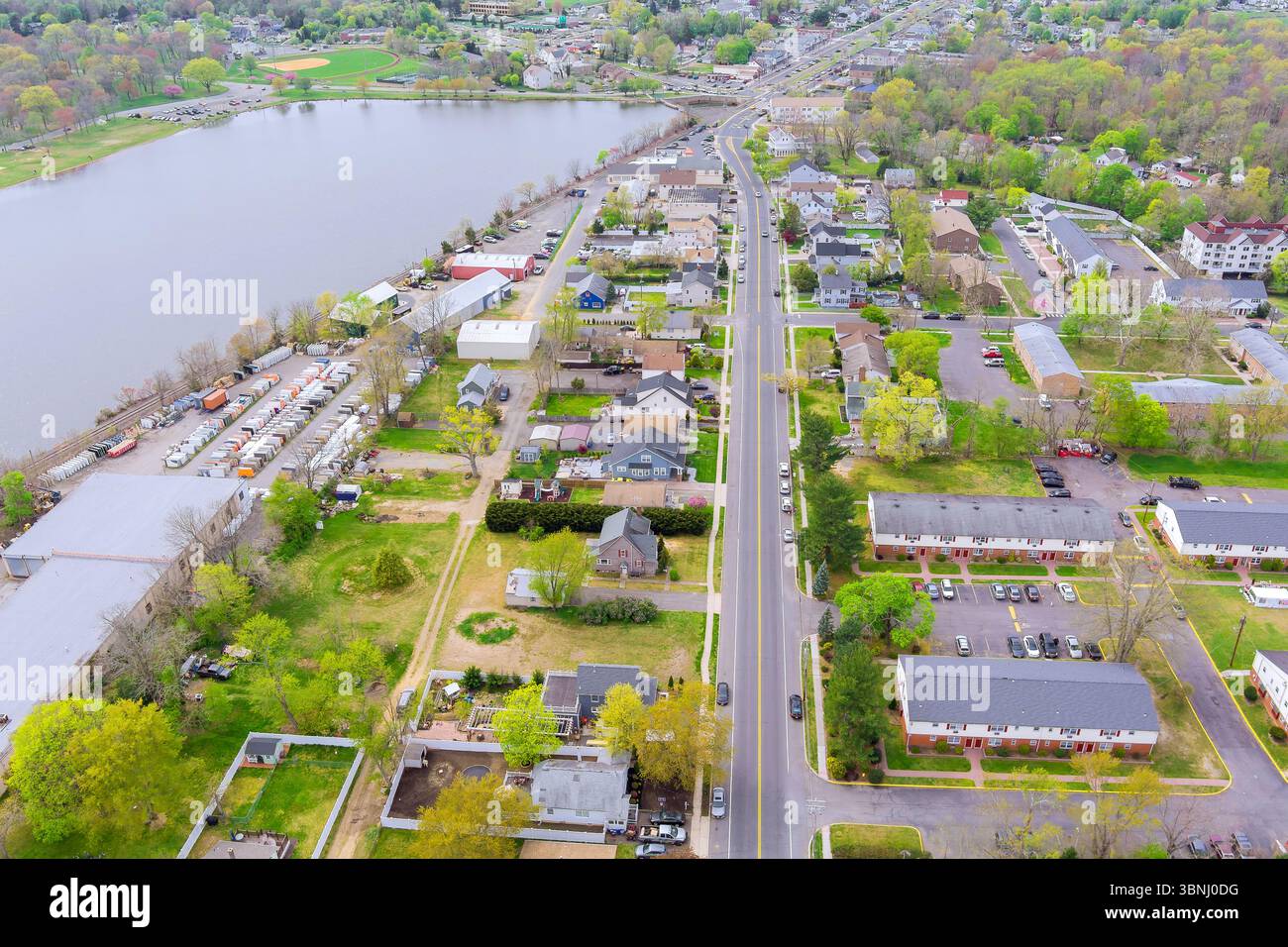 Suburban neighborhood in Jamesburg, New Jersey, street layout ...