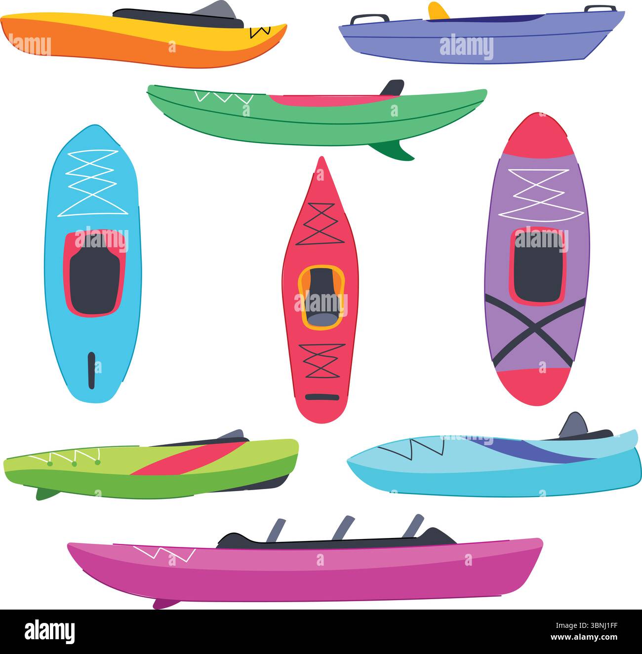 kayak set cartoon vector illustration Stock Vector Image & Art - Alamy