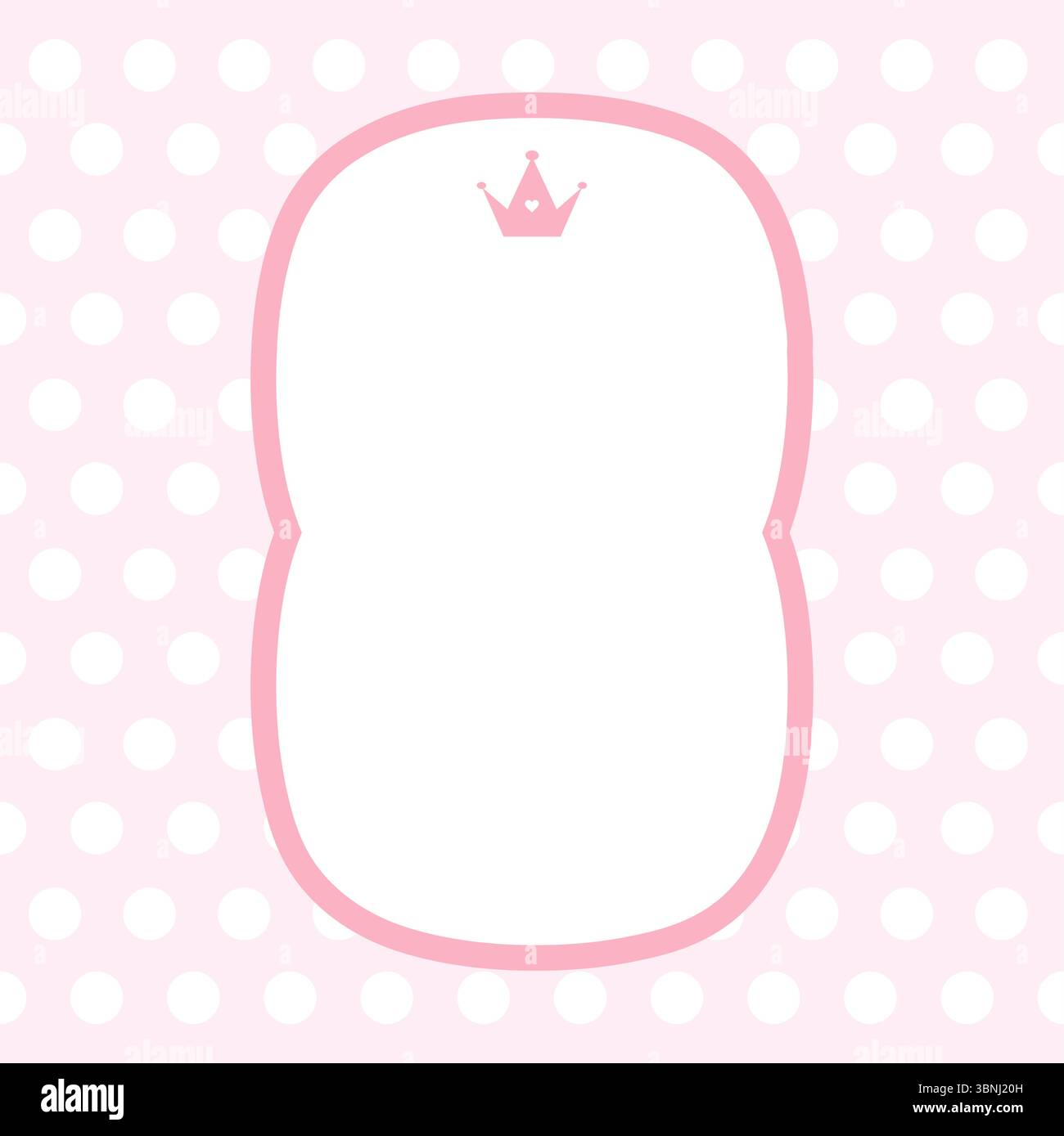 Princess frame with crown. Cute pink template for invitation. Royal ...