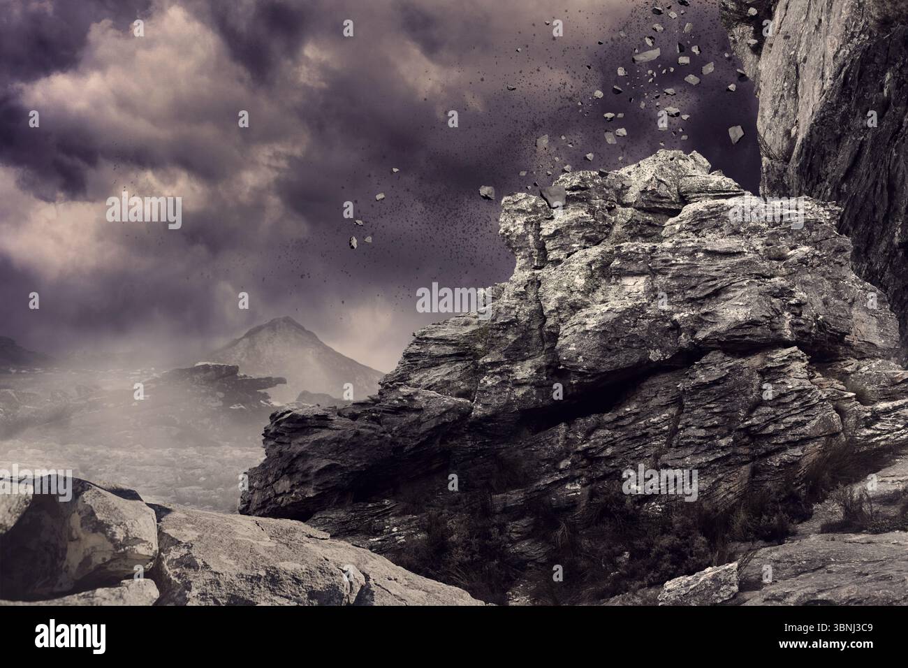 Landslide falling down from hi-res stock photography and images - Alamy