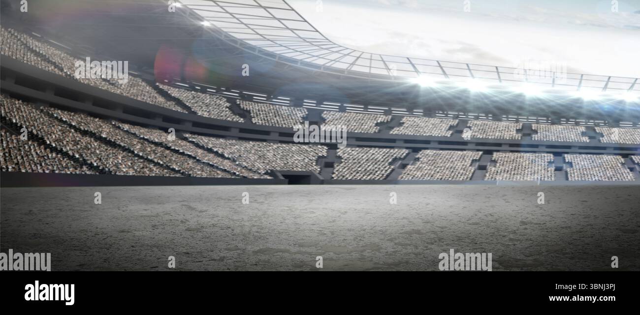 Empty playing surface is being shown in flat design arena interior ...