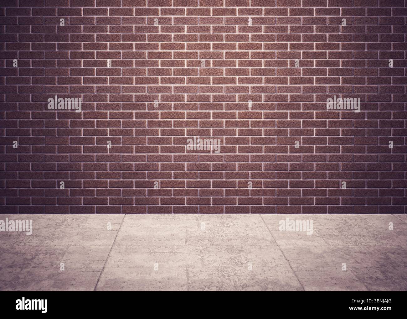 Maroon brick wall and gray tiled floor are being shown in flat design ...