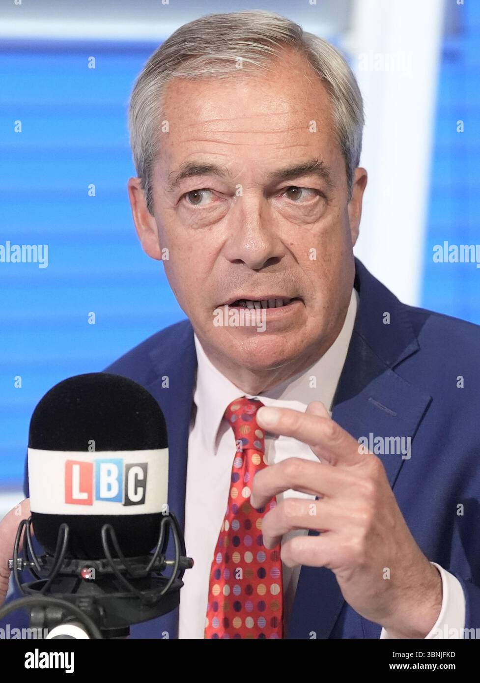 Reform UK leader Nigel Farage during an appearance on LBC's Nick ...