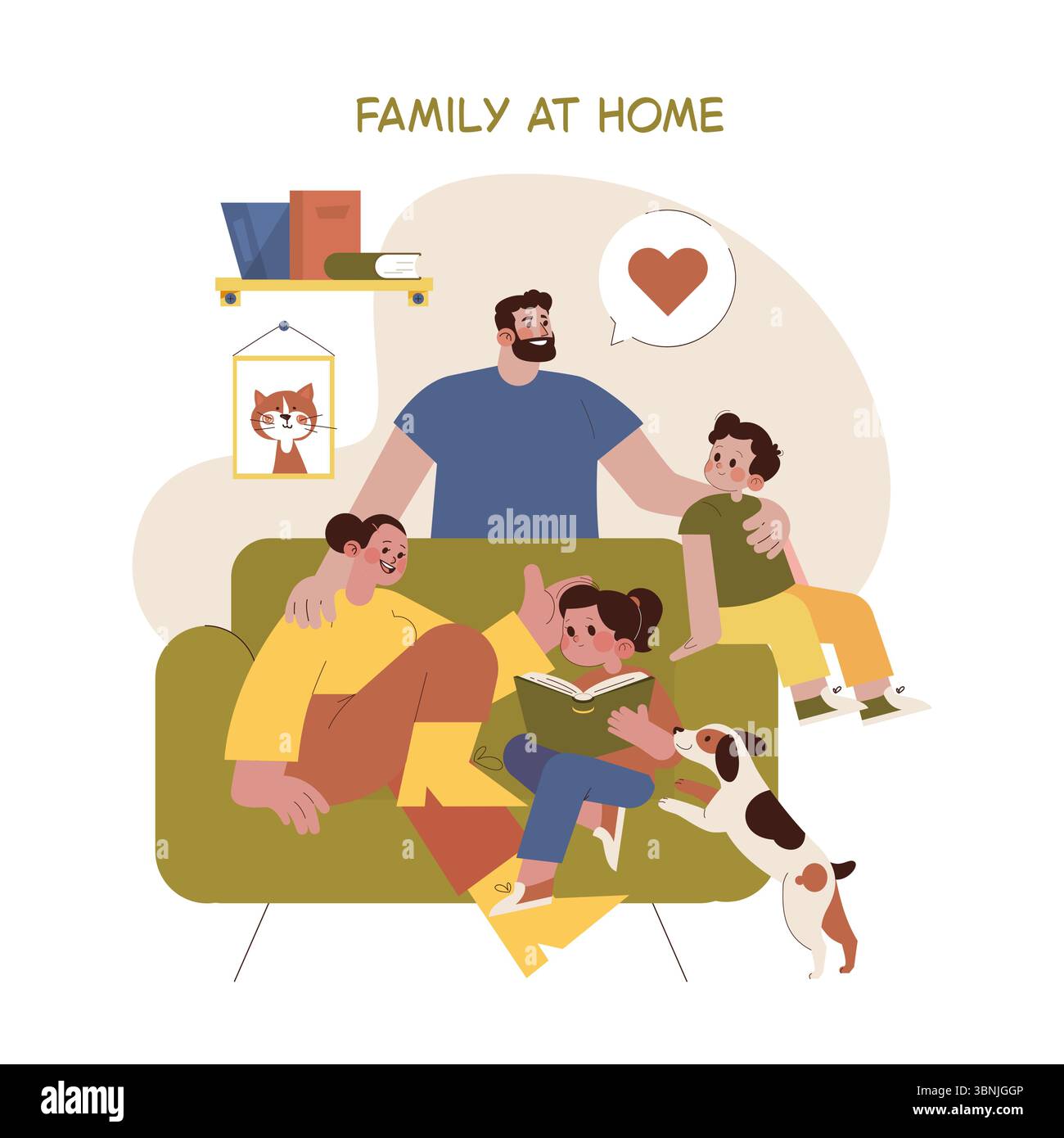 Happy siblings reading book Stock Vector Images - Alamy