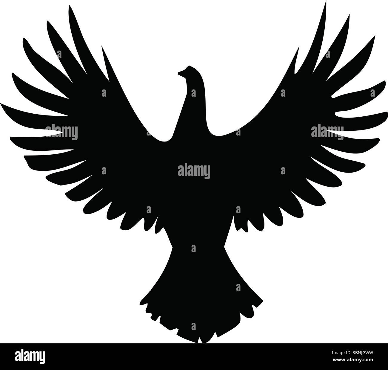 Bird Silhouette with Spread Wings Vector, Black Clipart, Isolated ...