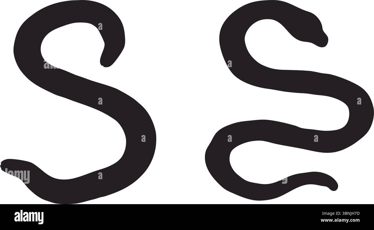 Snake Silhouette Vector, Black Reptile Clipart, Isolated Animal, Nature ...