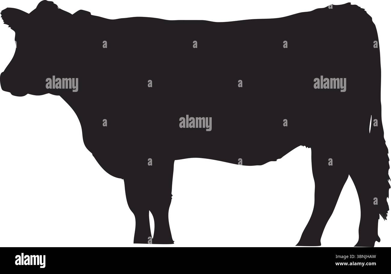 Cow Silhouette Vector, Black Cattle Clipart, Isolated Farm Animal ...