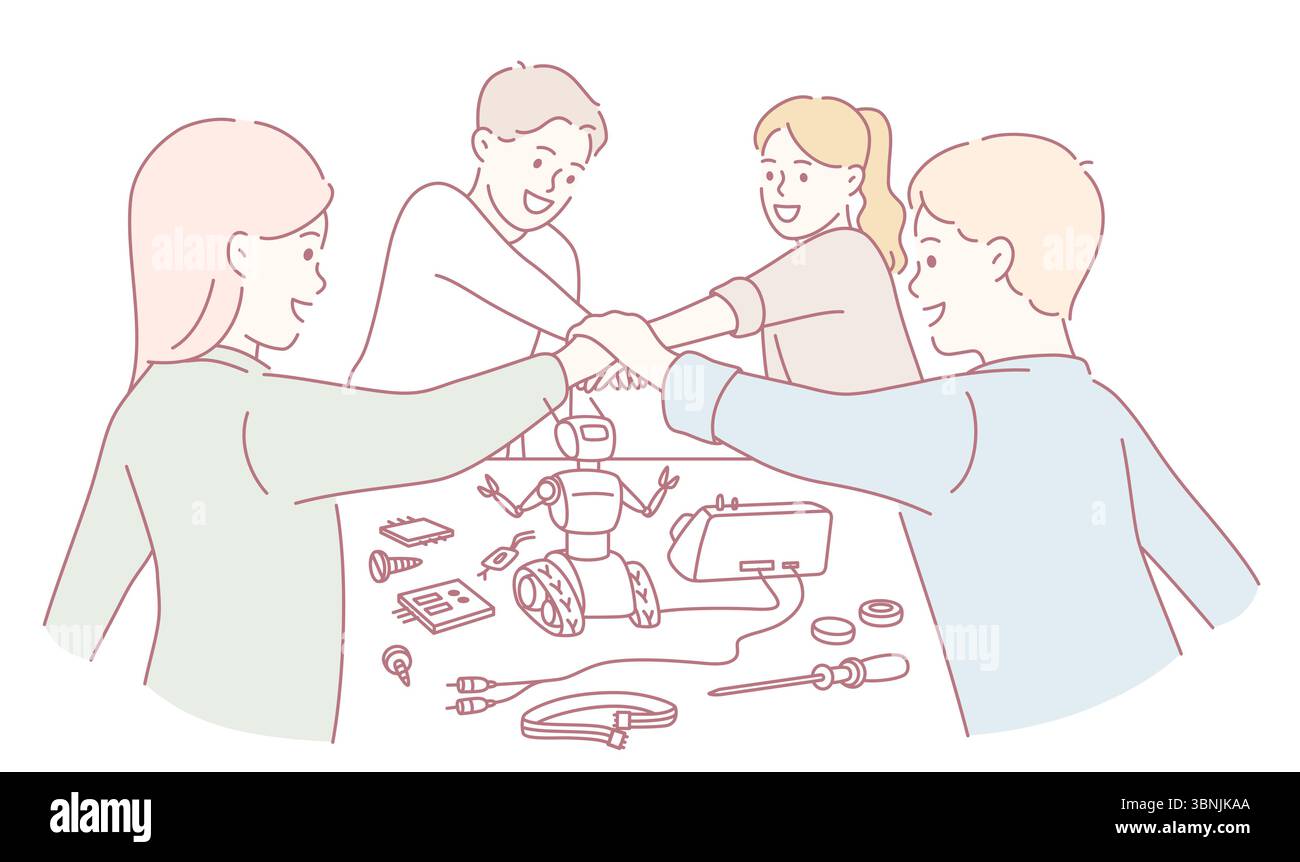 Children engaged in teamwork through handson building, creating, and ...