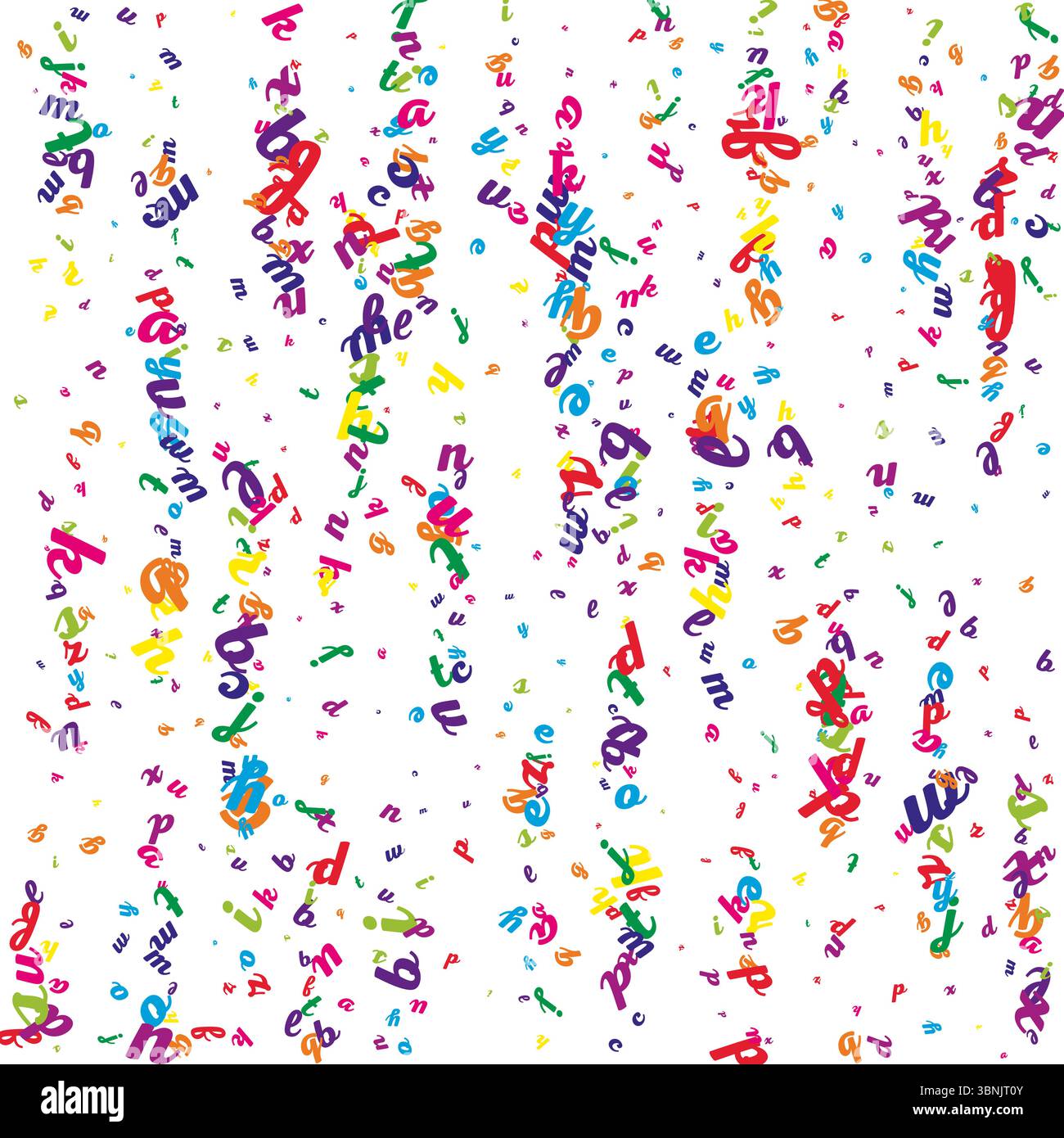 Falling letters of English language. Colorful childish flying ...