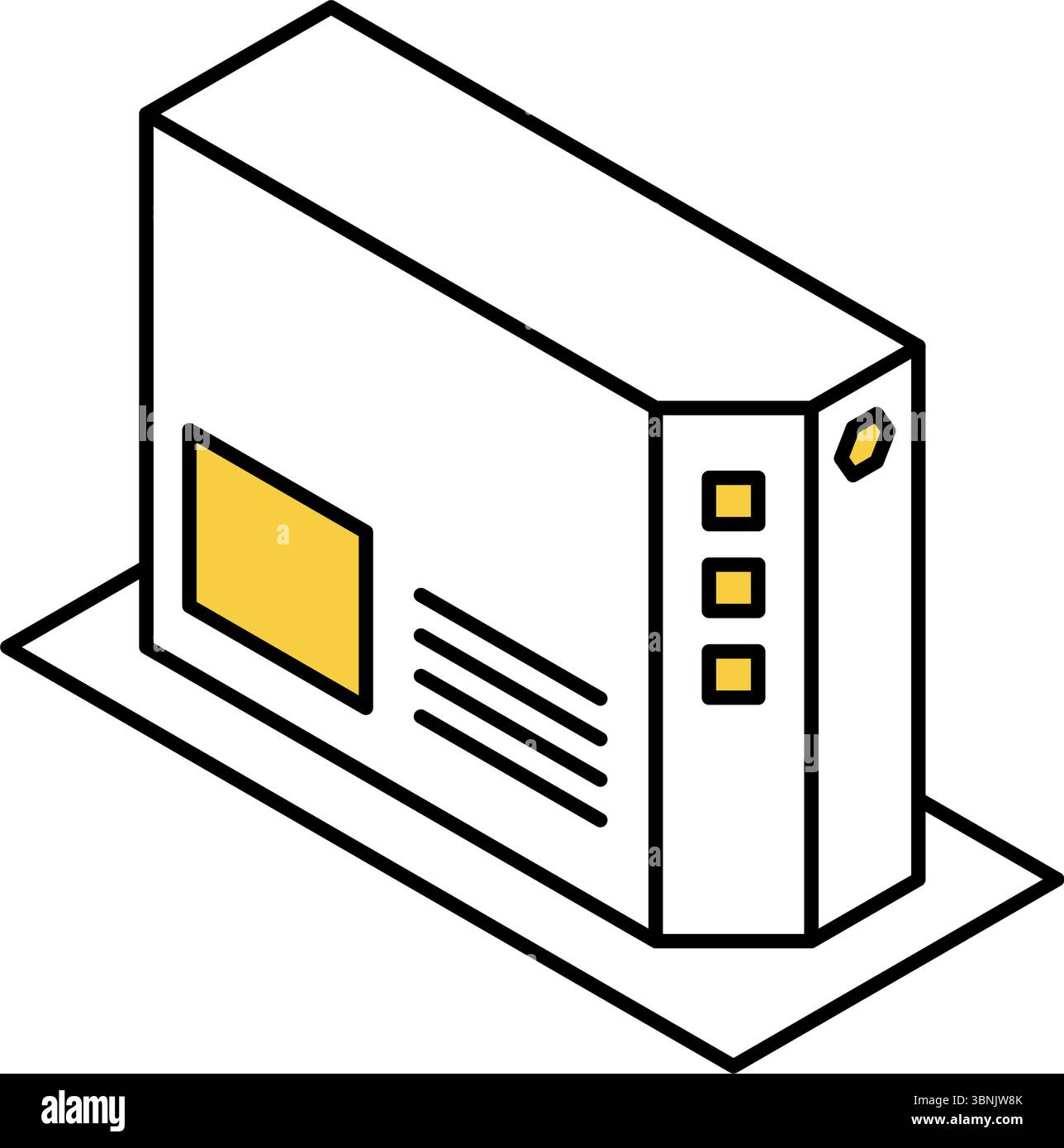 ONU optical network unit isometric line icon with fiber optic ...