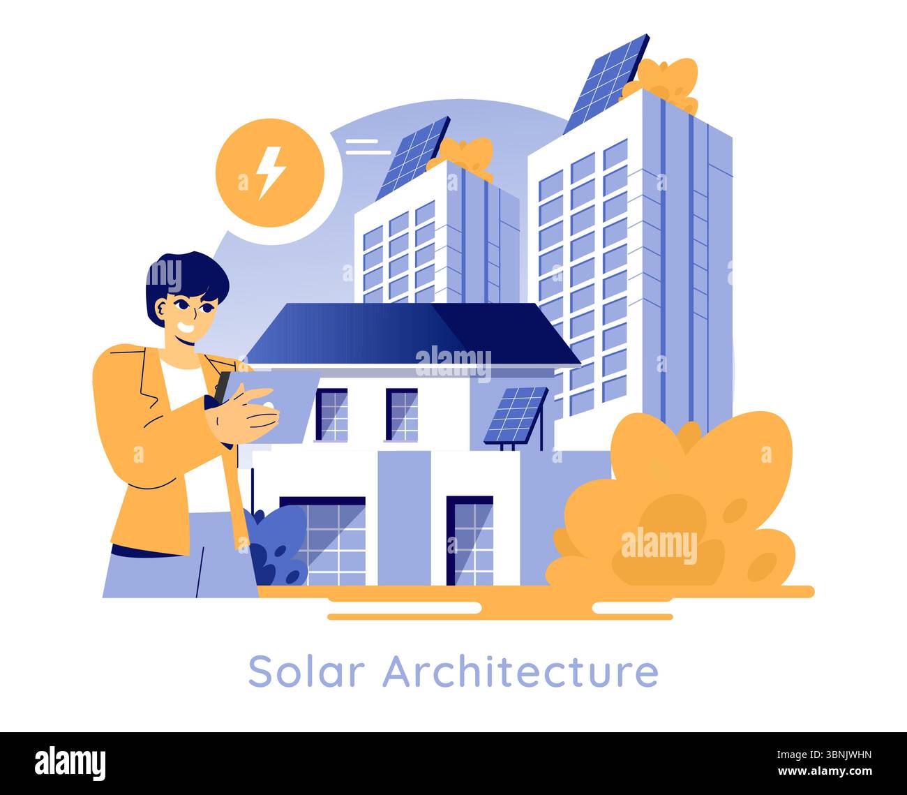 Solar energy installation in Stock Vector Images - Alamy