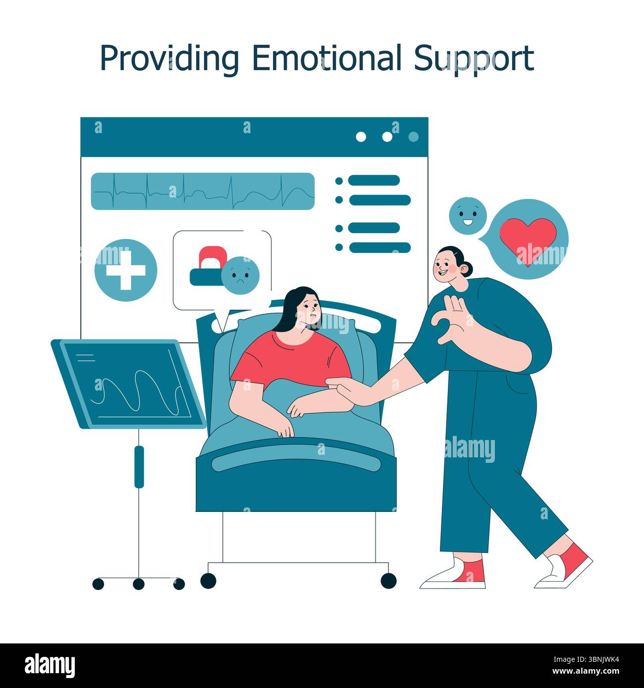 Healthcare workers provide emotional support in a hospital setting ...