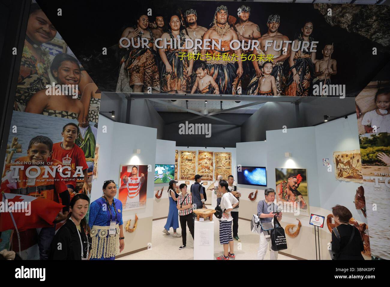 A booth of Tonga is set up at the Commons-A of the 2025 Osaka-Kansai ...