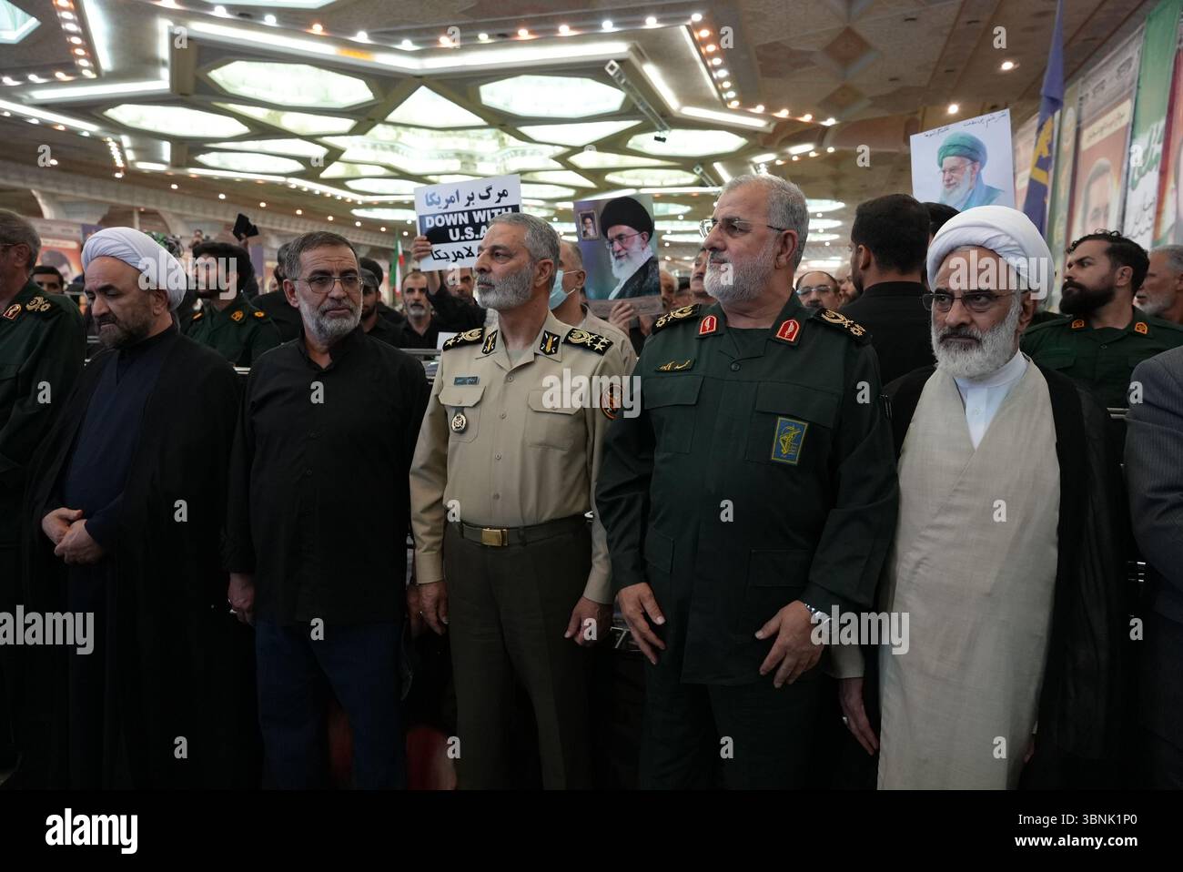 Tehran. 3rd July, 2025. People attend a memorial ceremony in Tehran ...