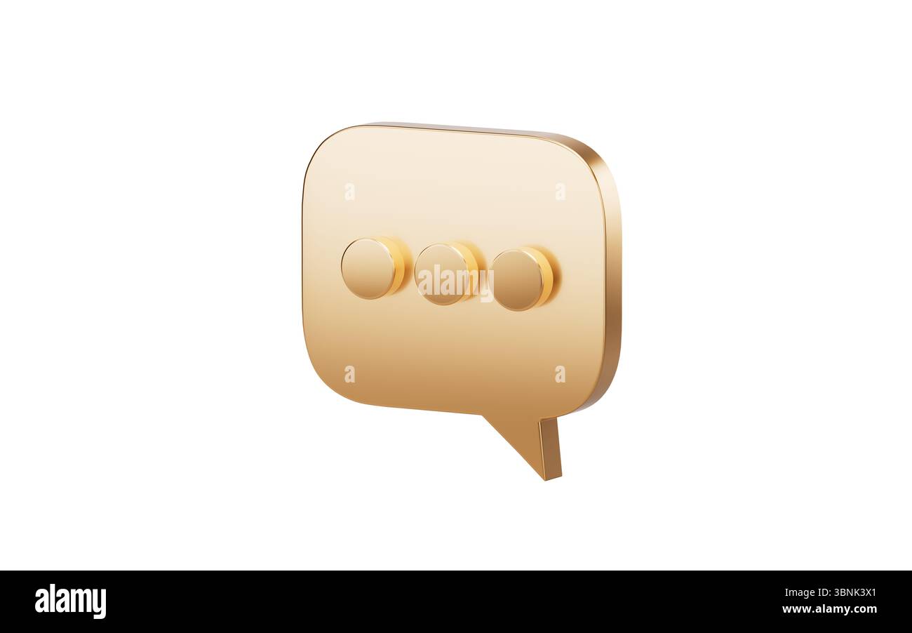 Golden speaking bubble icon, 3d rendering. 3D illustration Stock Photo ...