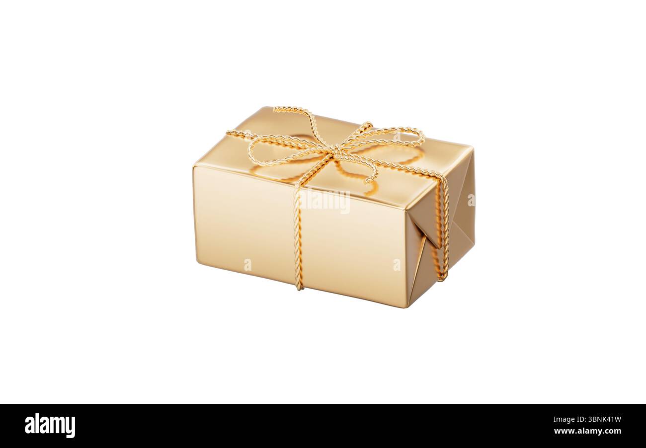 Golden 3d gift box hi-res stock photography and images - Alamy