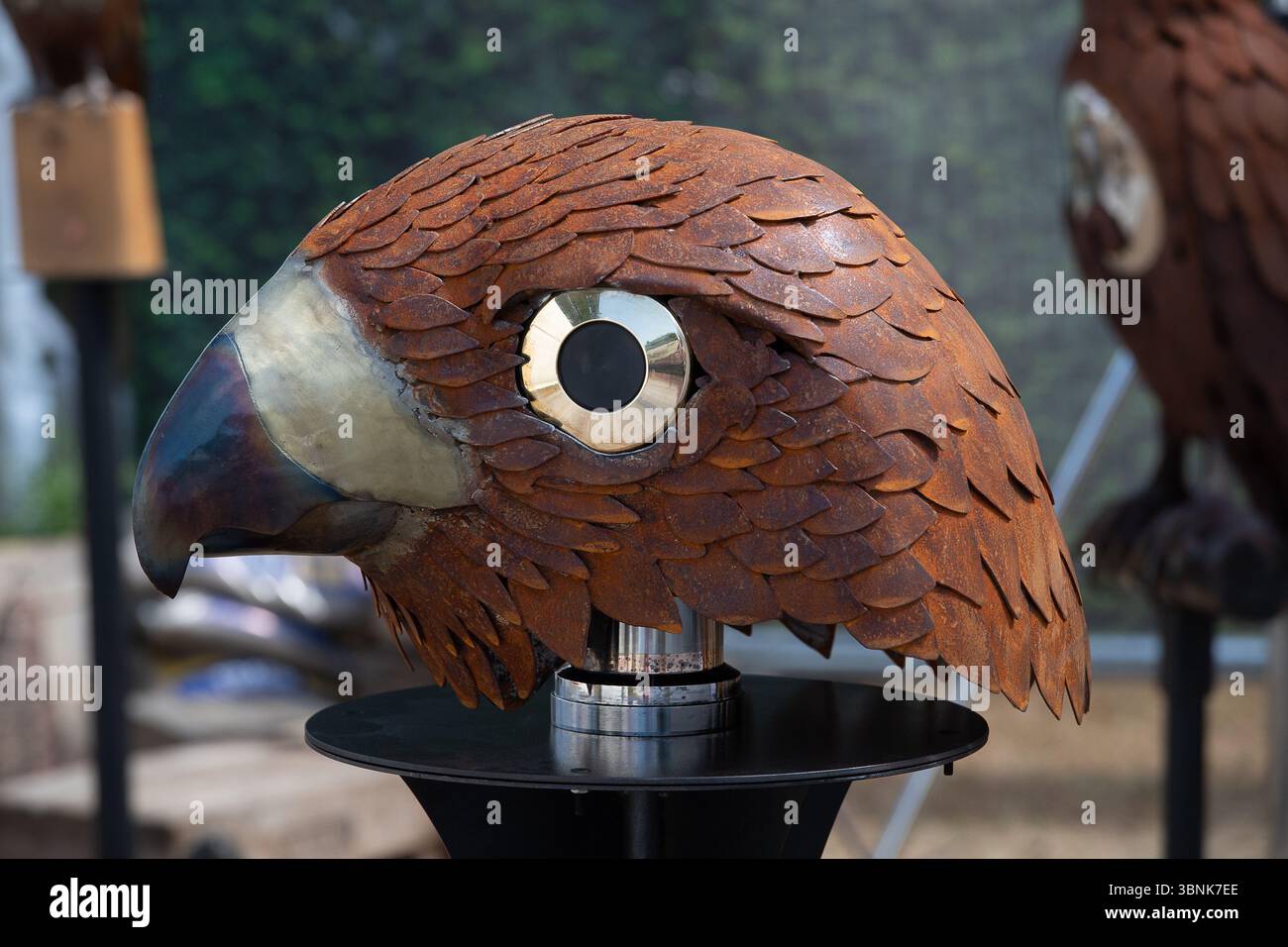 East Molesey, Surrey, UK. 30th June, 2025. A bird of prey sculpture by ...